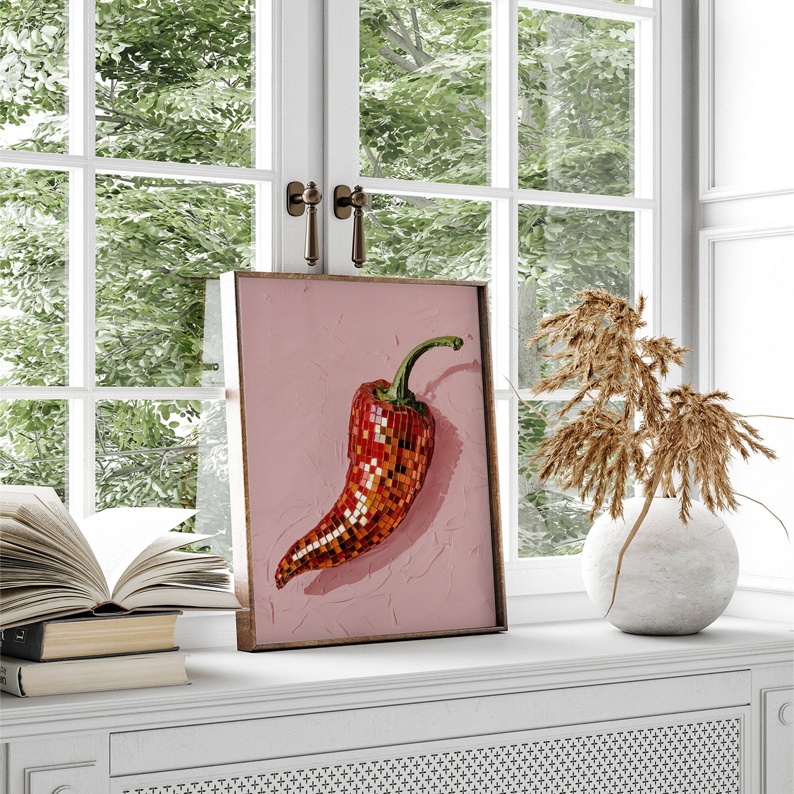 Pink Aesthetic Kitchen Red Chilli Pepper Disco Ball Unique Wall Art ...