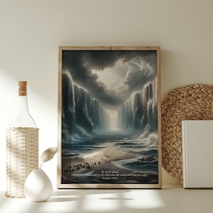 Moses Parting the Red Sea" - Inspirational Bible Verse Art, Exodus 14: ...