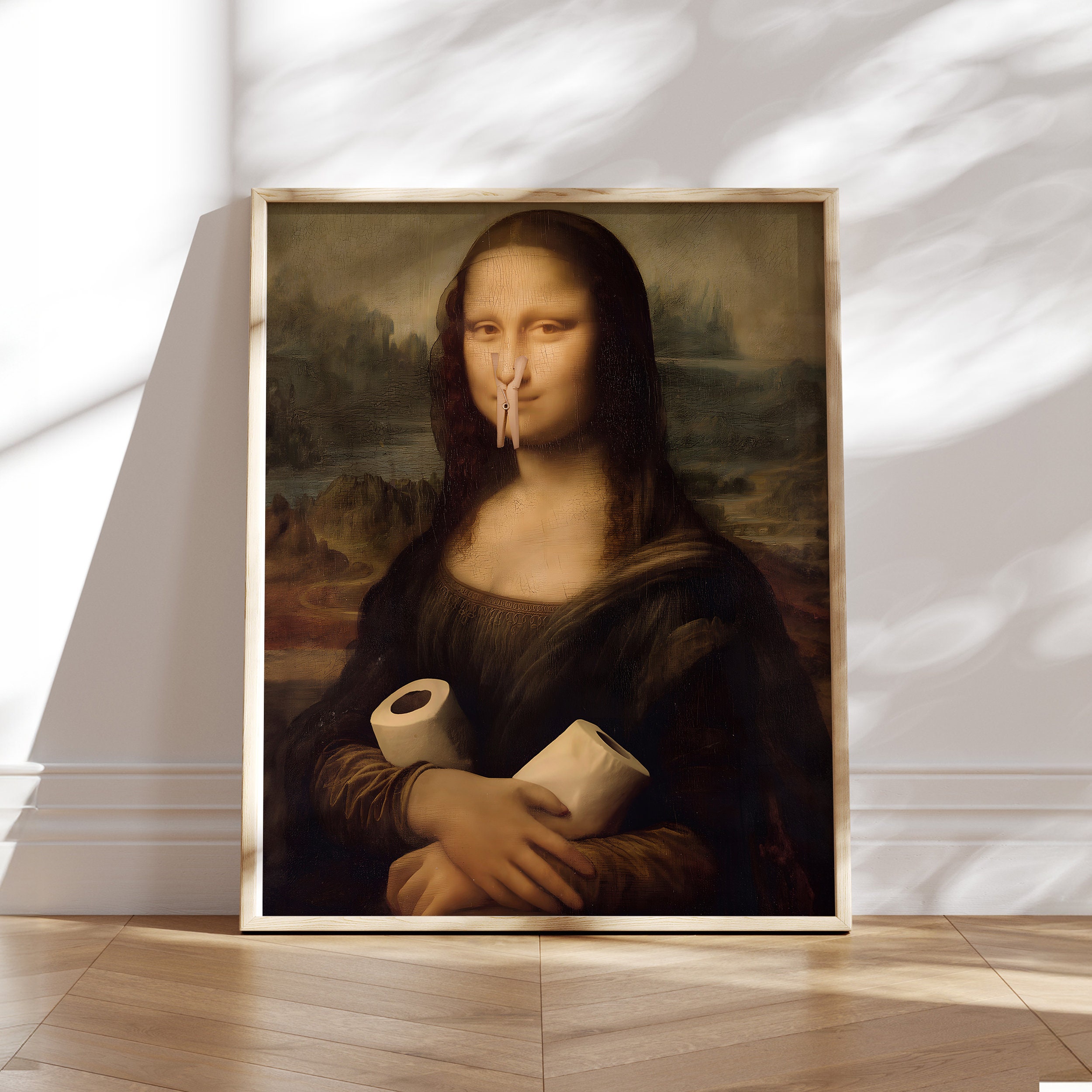 PRINTABLE Funny Wall Art Mona Lisa Portrait Toilet Paper and Peg ...