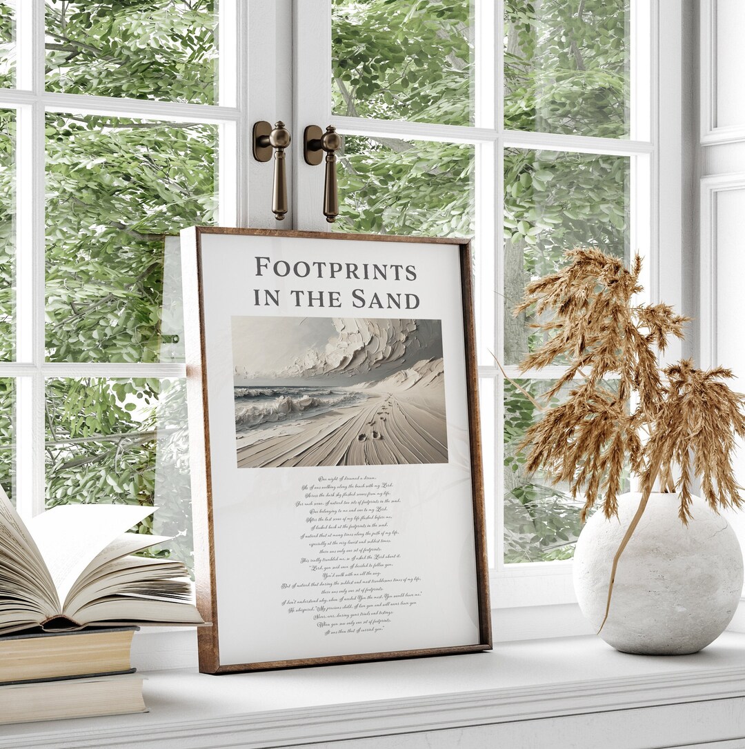 Footprints in the Sand Poem - Christian Wall Art Print - Prayer Art for ...