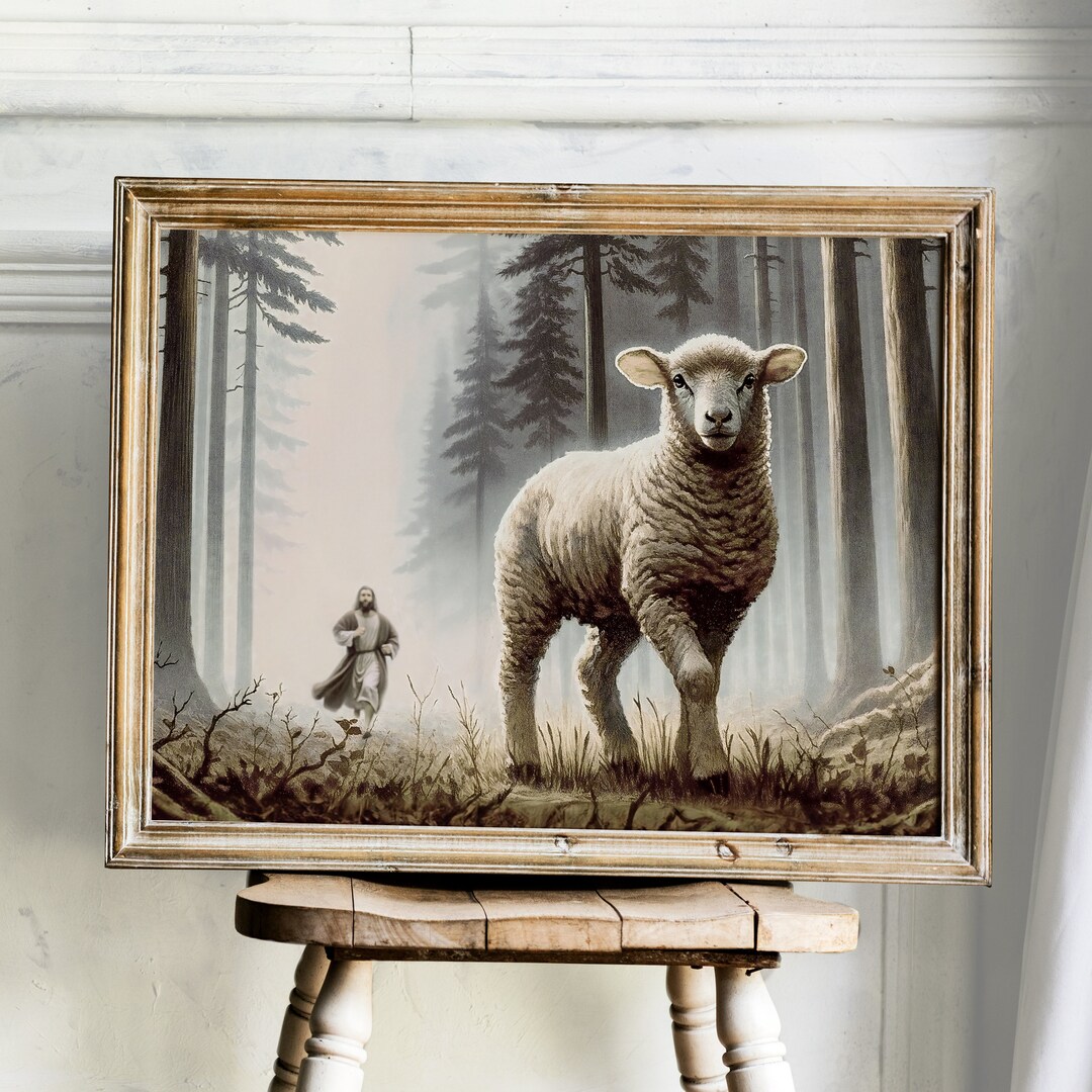 Lost Sheep Print, the Good Shepherd, Jesus Wall Art UNFRAMED Horizontal ...