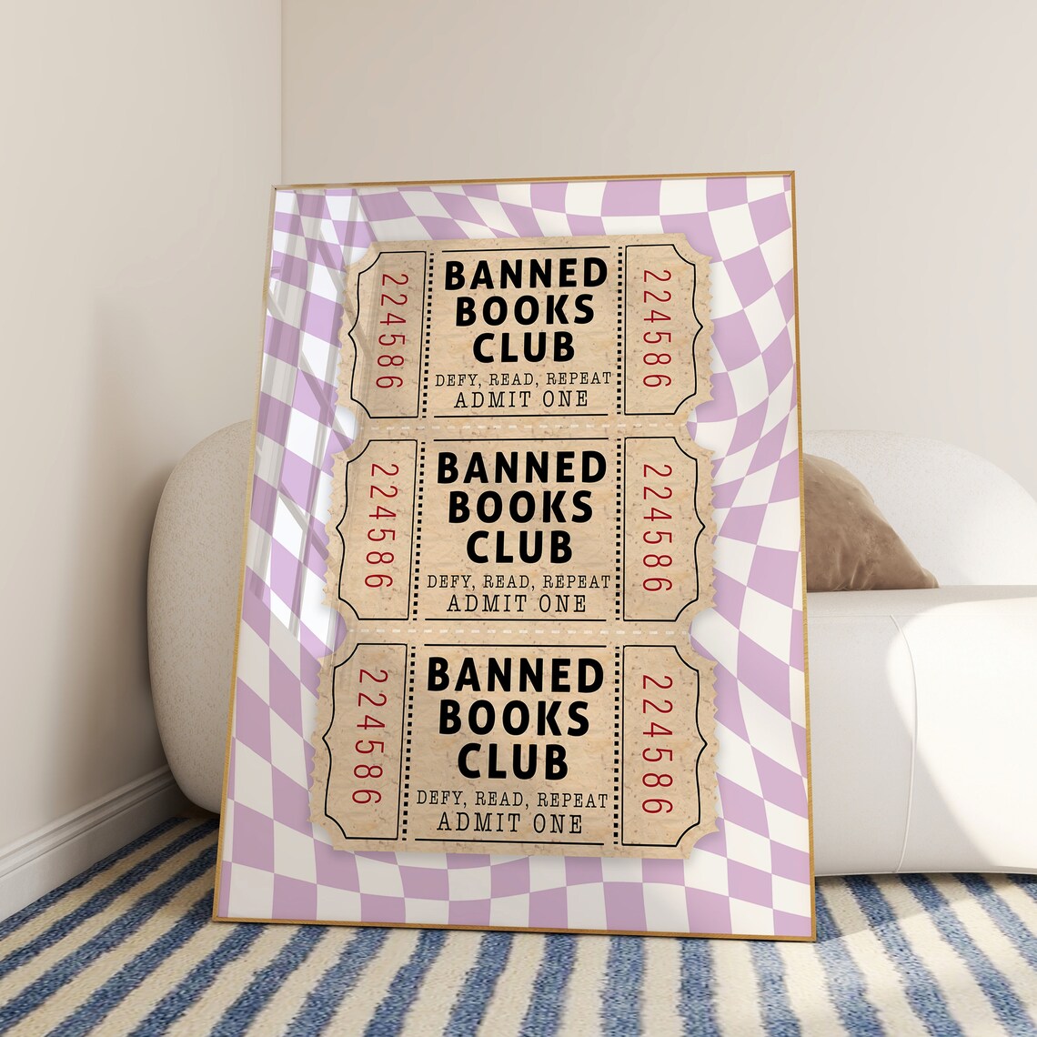 Banned Books Club Ticket Print – Retro Trippy Wall Art UNFRAMED Poster ...