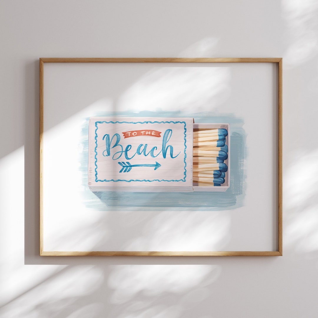 Coastal Matchbox Art Print Bar Card Guest Room Digital Download ...