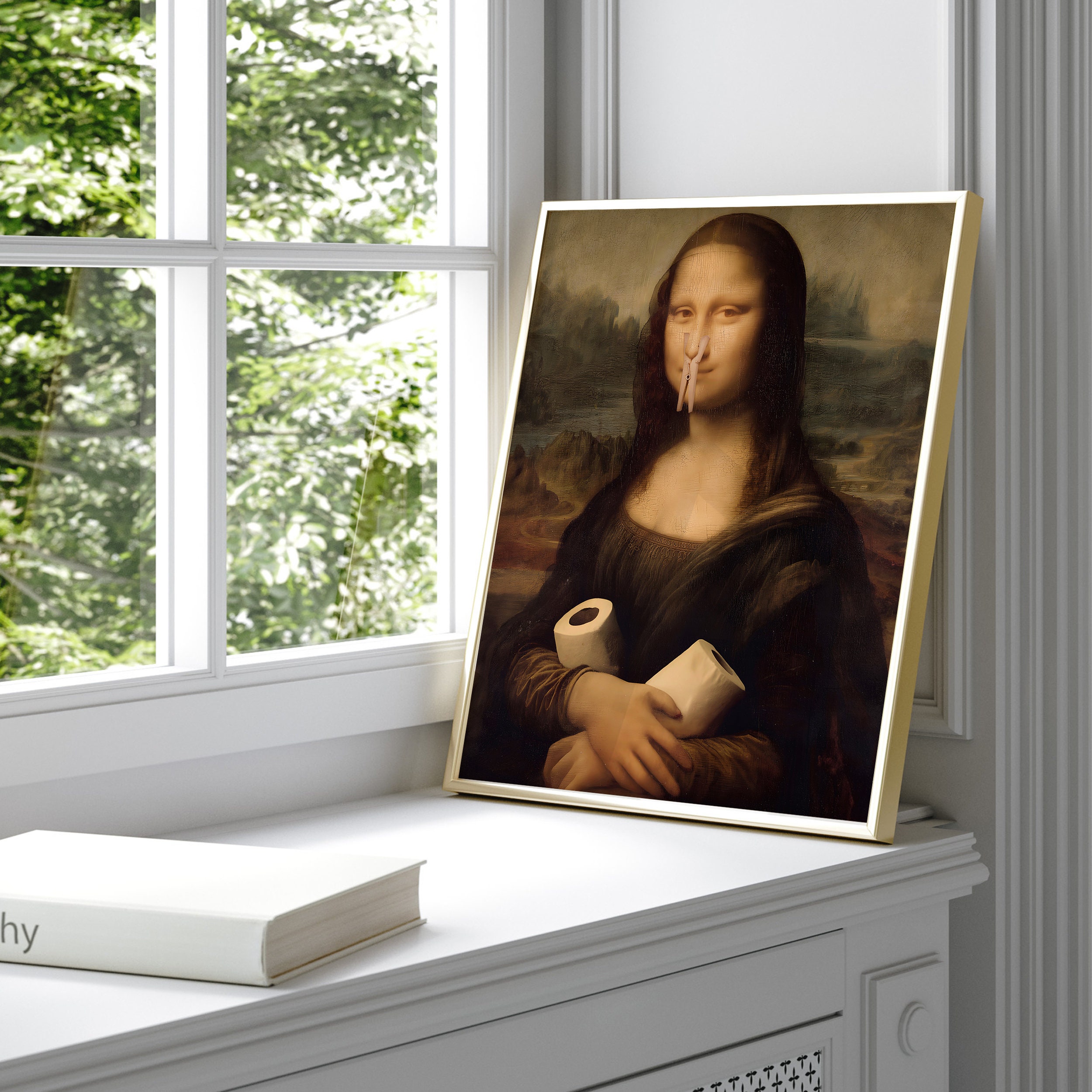 PRINTABLE Funny Wall Art Mona Lisa Portrait Toilet Paper and Peg ...