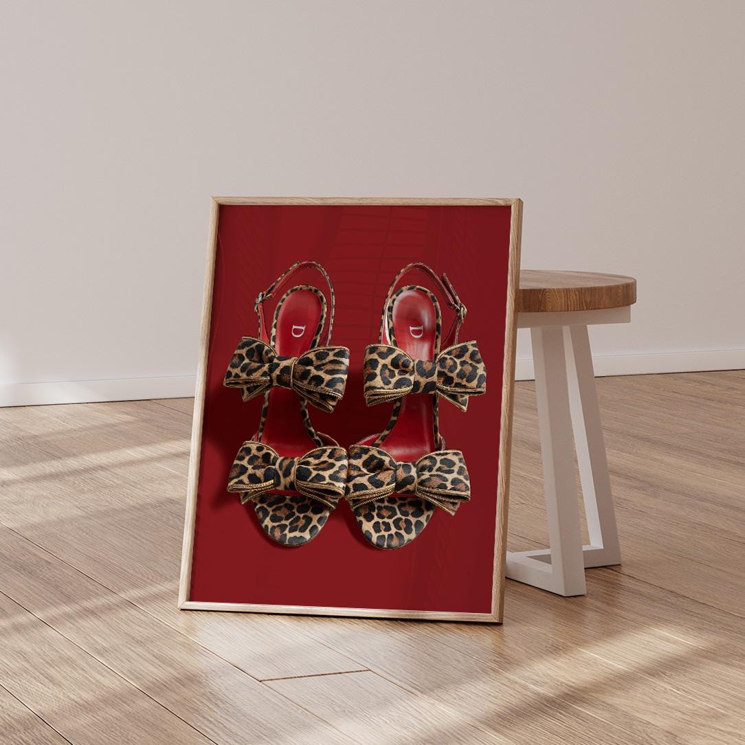 Red Leopard Stiletto High Heels Printable Wall Art Poster Vintage ...