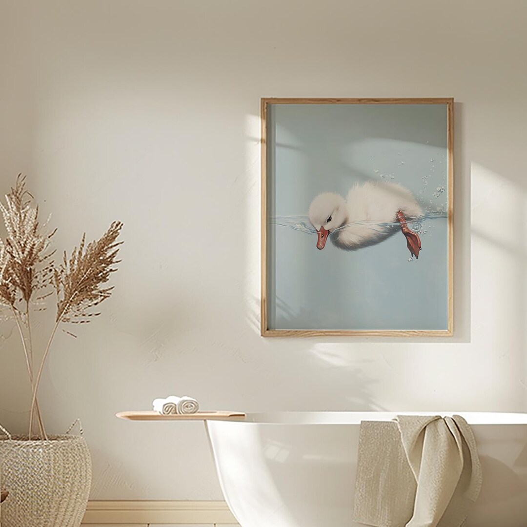 Trendy Digital Download Printable Poster of Cute Swimming Duck Wall Art ...