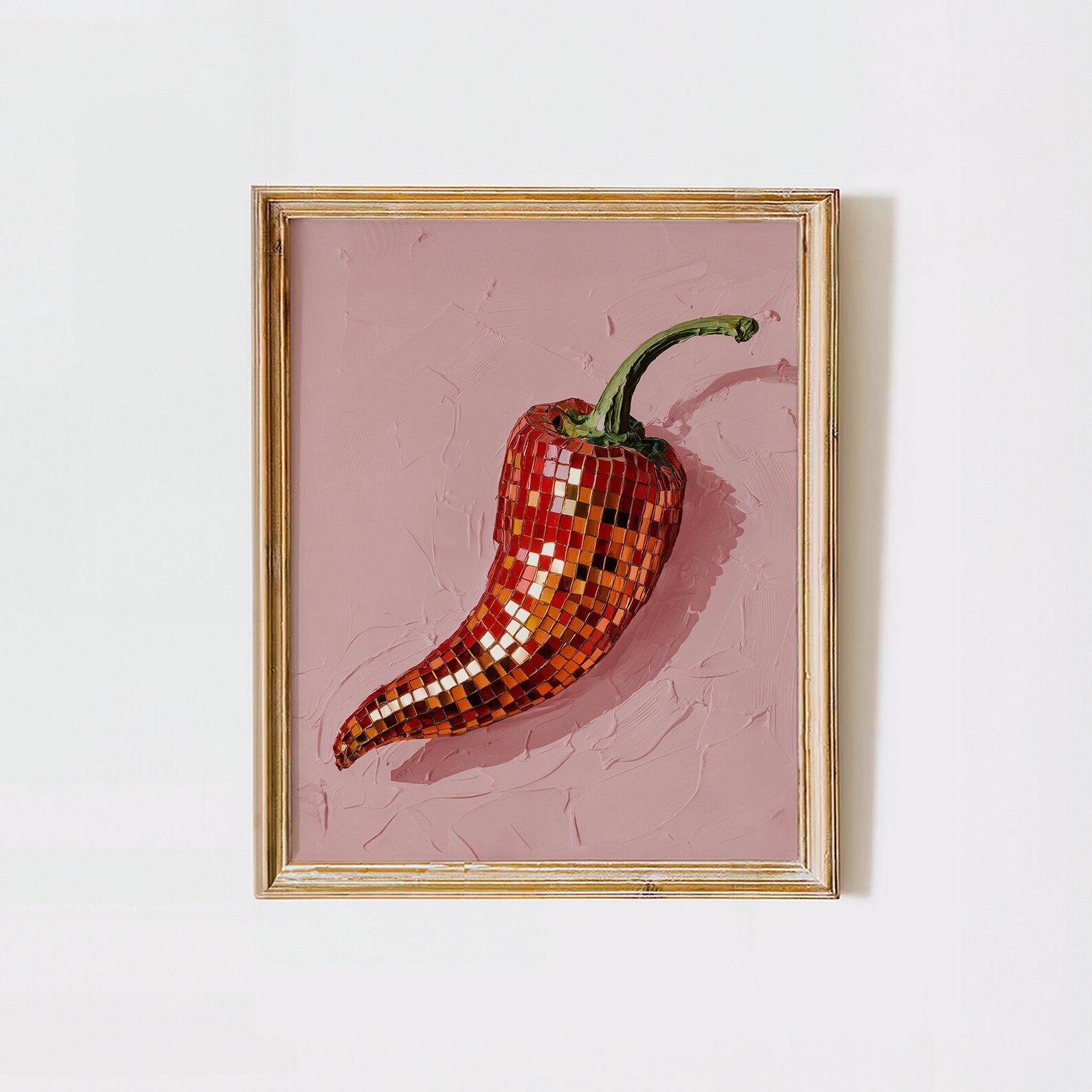 Pink Aesthetic Kitchen Red Chilli Pepper Disco Ball Unique Wall Art ...