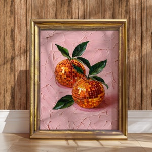 Pink and Orange Wall Art | Kitchen Dining Room Printable | Disco Ball ...