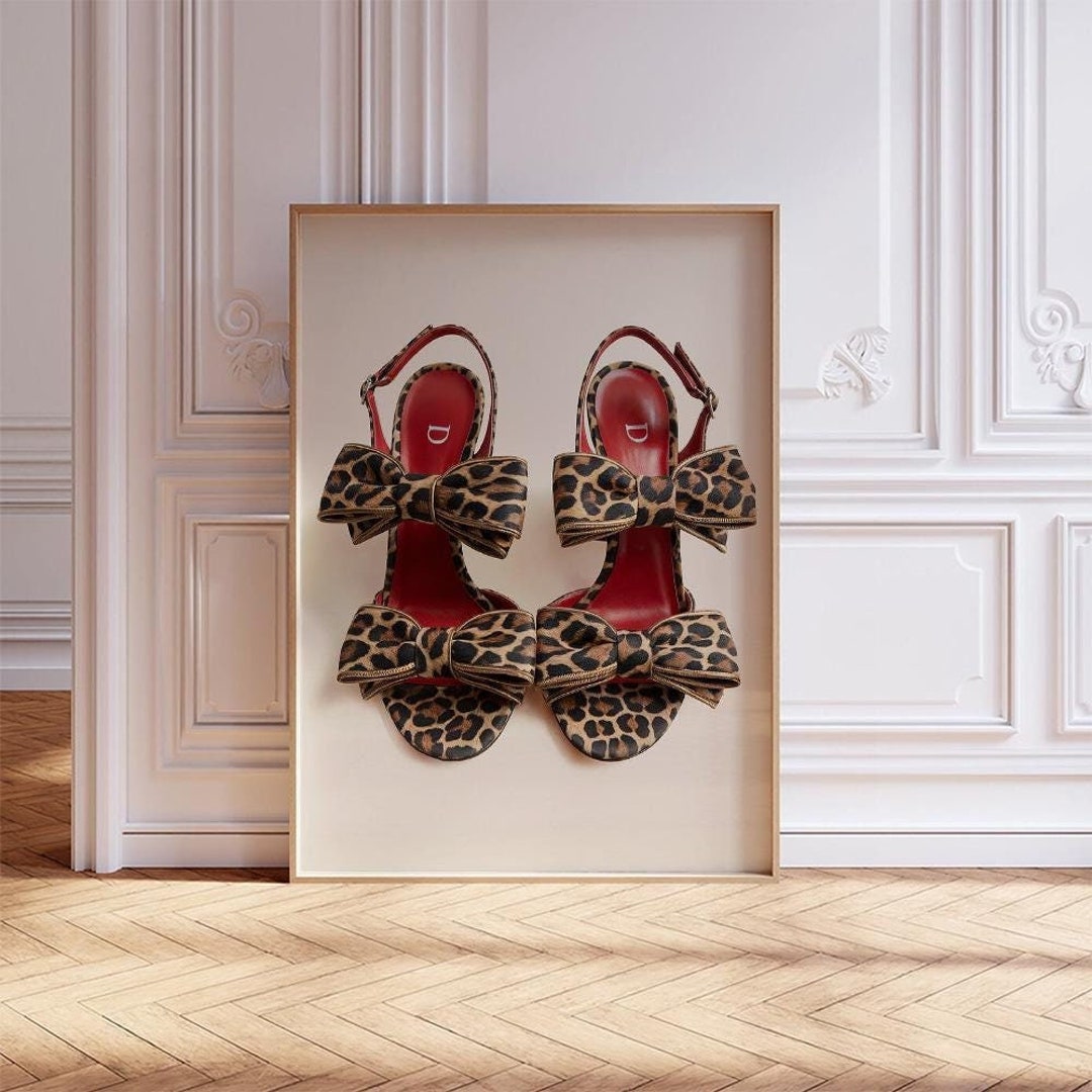 Red Leopard Stiletto High Heels Print Wall Art Vintage Fashion Designer ...