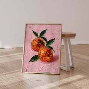 Pink and Orange Wall Art | Kitchen Dining Room Printable | Disco Ball ...