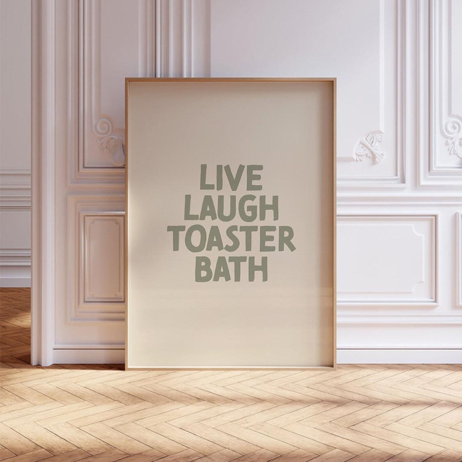 Set of 3 Cream Sage Green Funny Bathroom Wall Art Prints 70s Retro Live ...