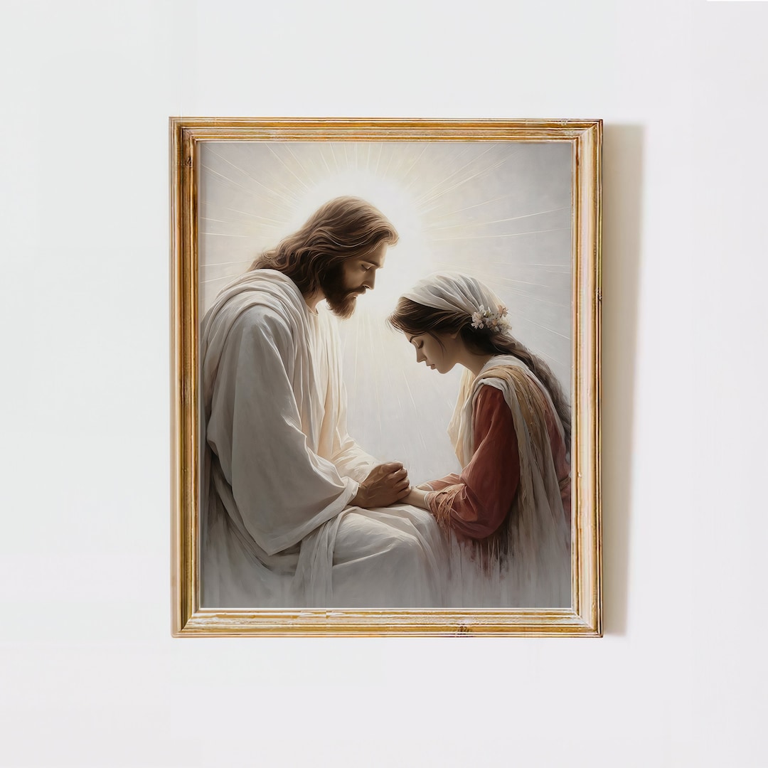 Jesus Praying With Woman Christian Wall Art Jesus Heals Woman Girl ...
