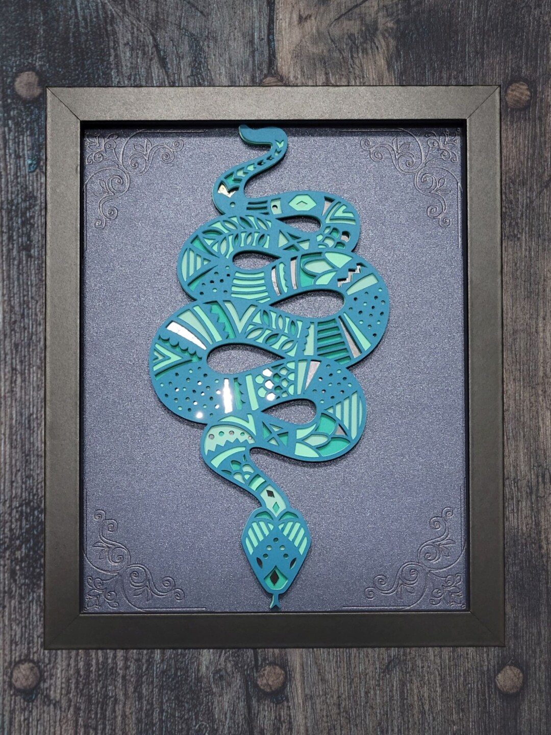 Handmade Snake Shadow Box 3d Layered Wall Art 8x10 Framed Home Decor ...