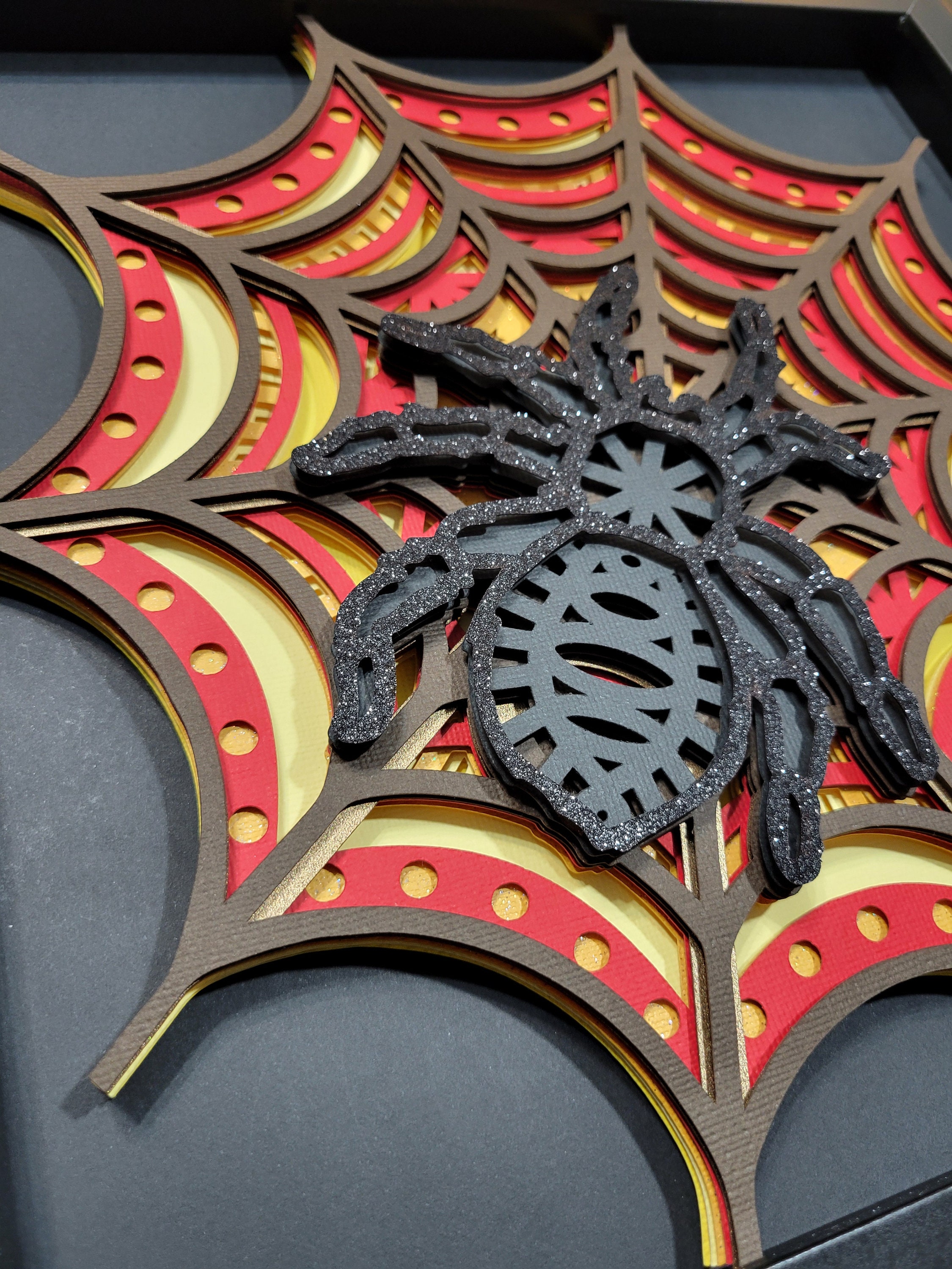 Handmade Spider Shadow Box 3d Layered Wall Art 12x12 Framed Home Decor ...