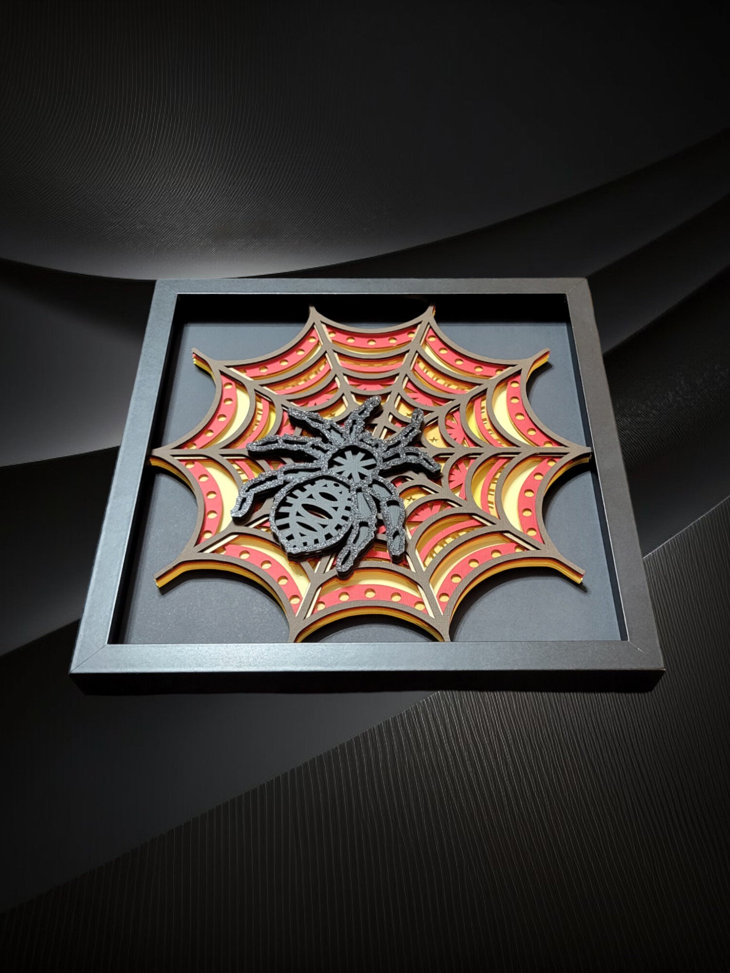 Handmade Spider Shadow Box 3d Layered Wall Art 12x12 Framed Home Decor ...