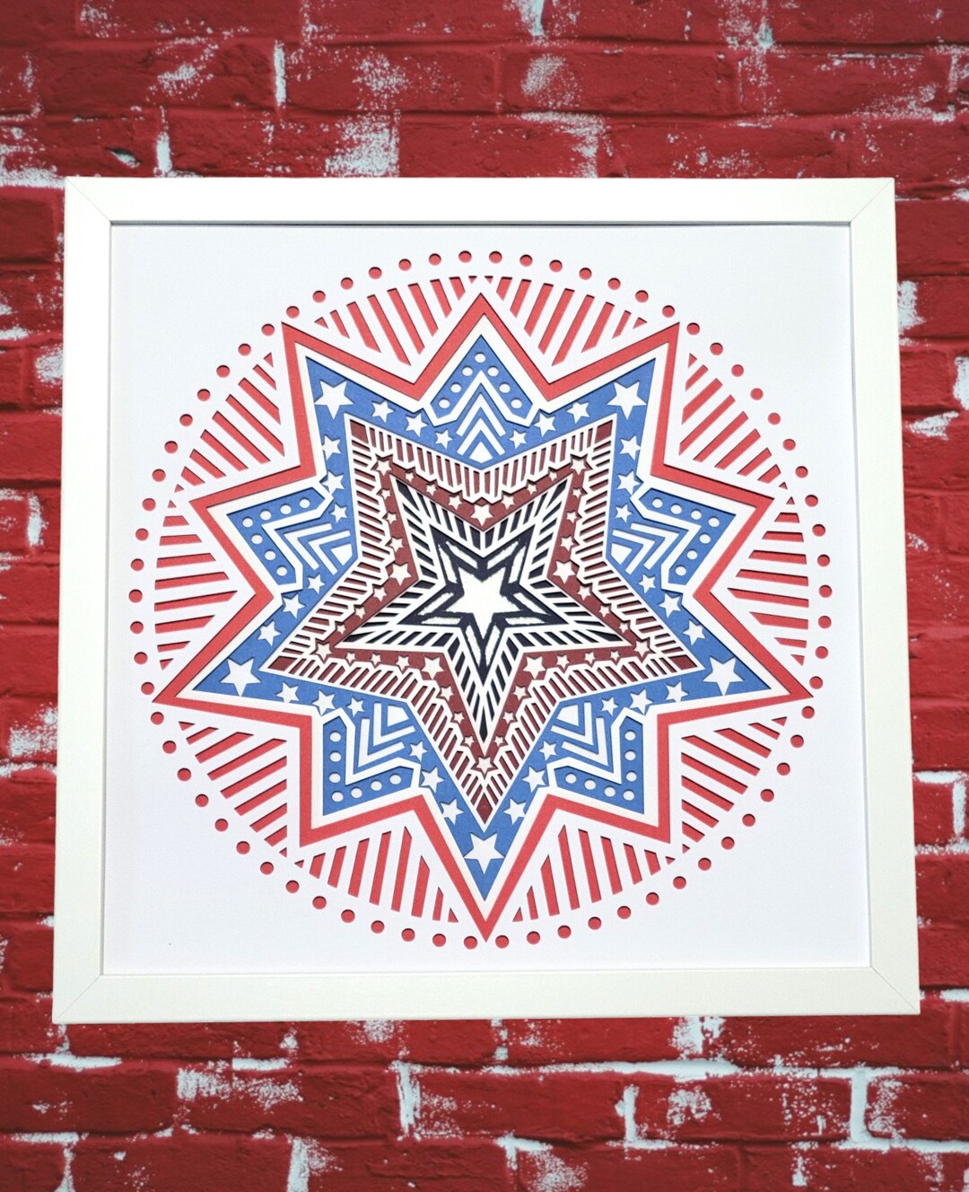 Handmade Patriotic Star Shadow Box 3d Layered Wall Art 12x12 Framed ...