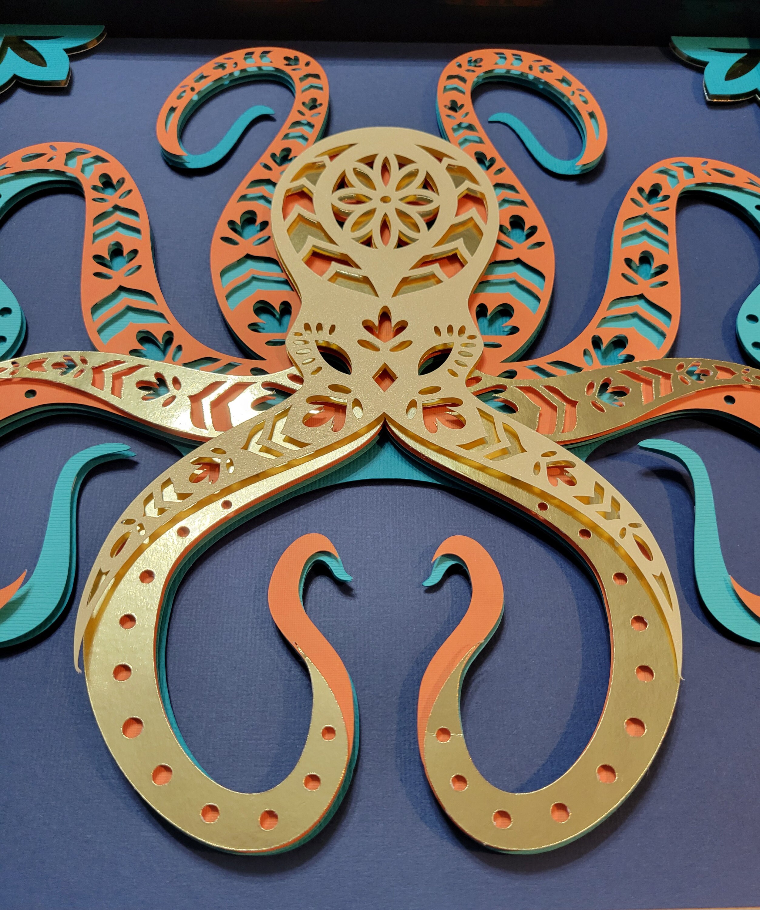 Handmade Octopus Shadow Box 3d Layered Wall Art 12x12 Framed Home Decor ...