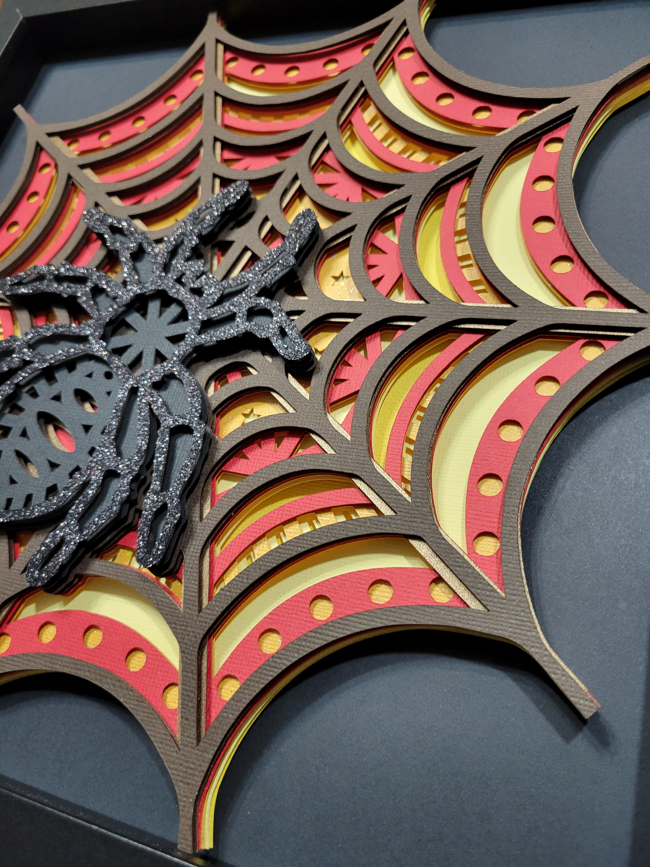Handmade Spider Shadow Box 3d Layered Wall Art 12x12 Framed Home Decor ...