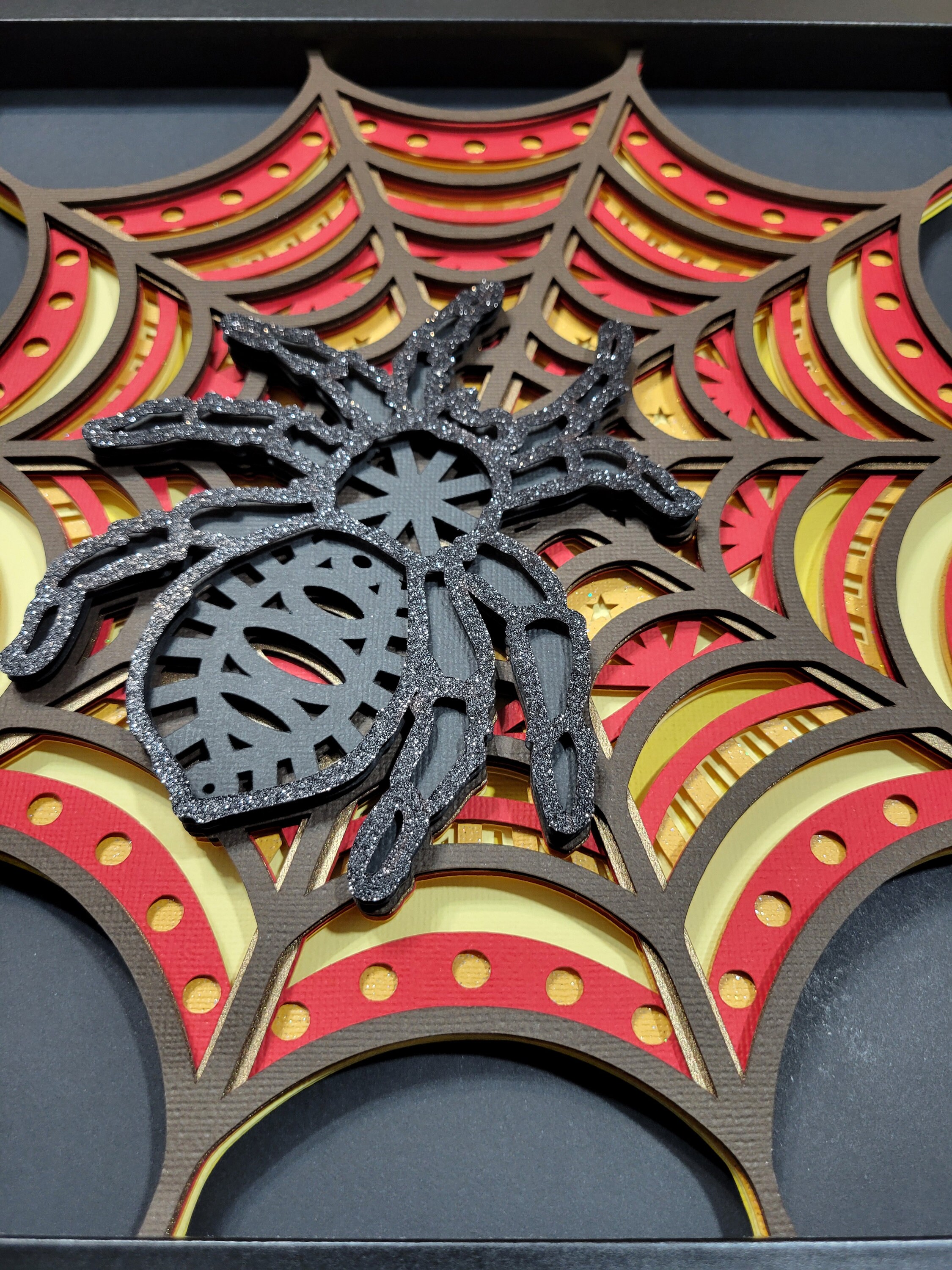 Handmade Spider Shadow Box 3d Layered Wall Art 12x12 Framed Home Decor ...