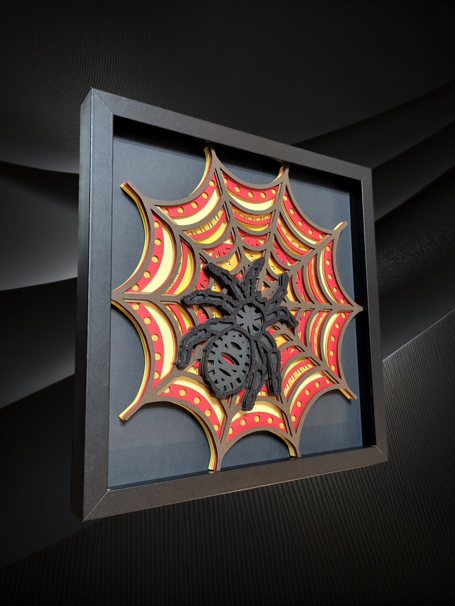 Handmade Spider Shadow Box 3d Layered Wall Art 12x12 Framed Home Decor ...