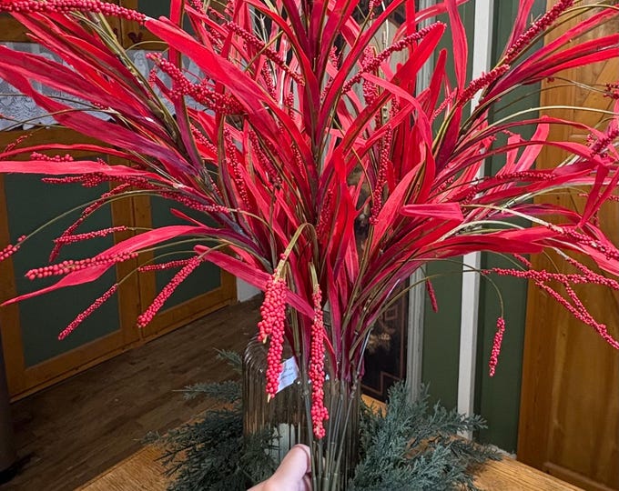 26” Red Faux Blade Grass X 9 Stems Floral Arrangement Garland Swags - Etsy