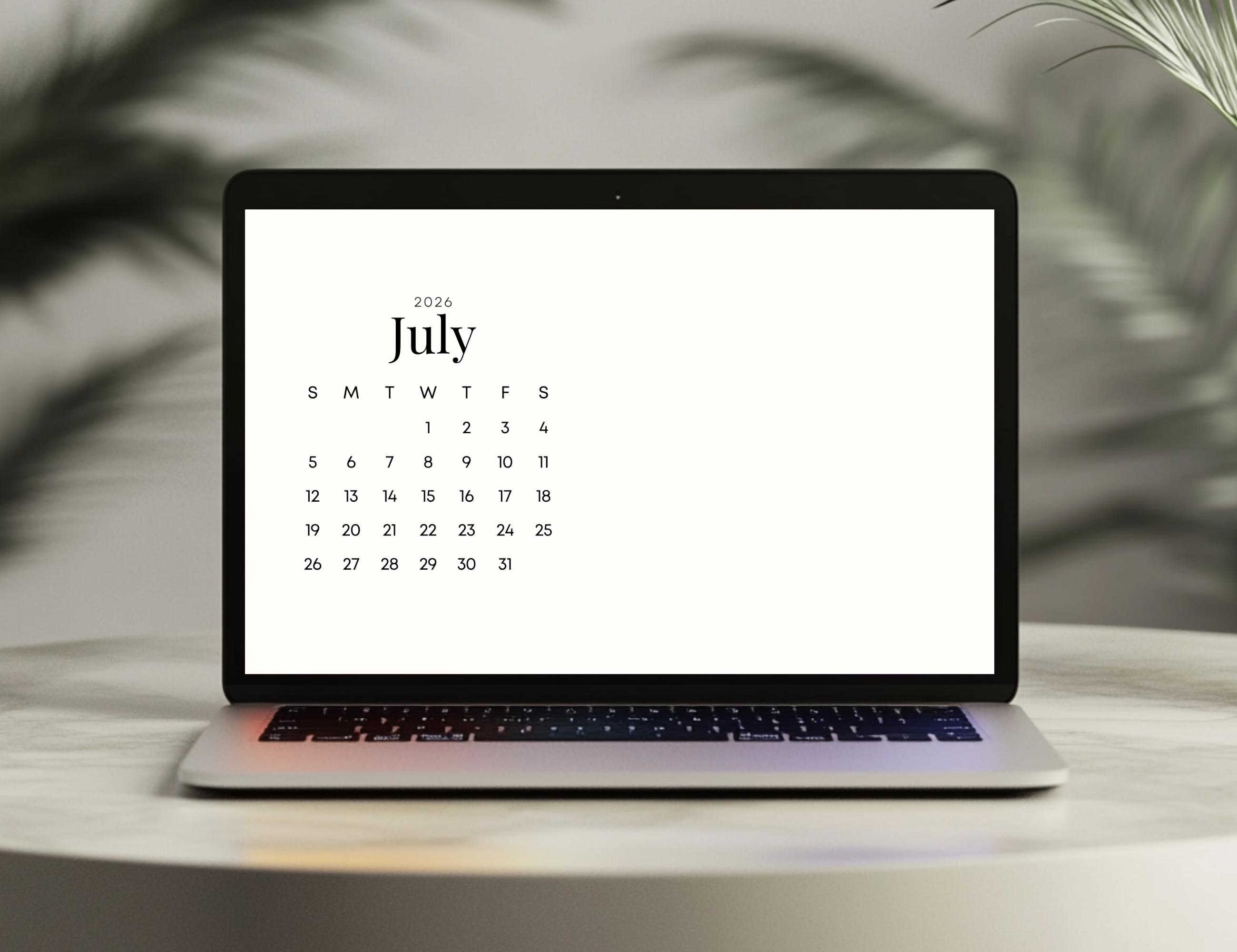 2026 Monthly Desktop Calendar Wallpaper Computer Wallpaper for Mac Imac ...