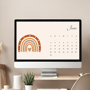 Rainbow Boho Digital Wallpaper 2024 Monthly Desktop Calendar Wallpaper ...