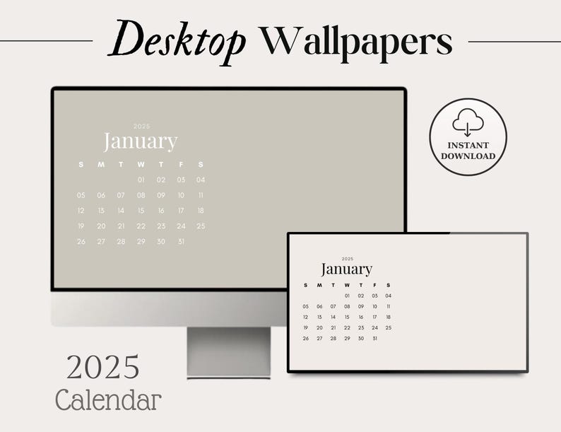 2025 Monthly Desktop Calendar Wallpaper Calendar Digital Background ...