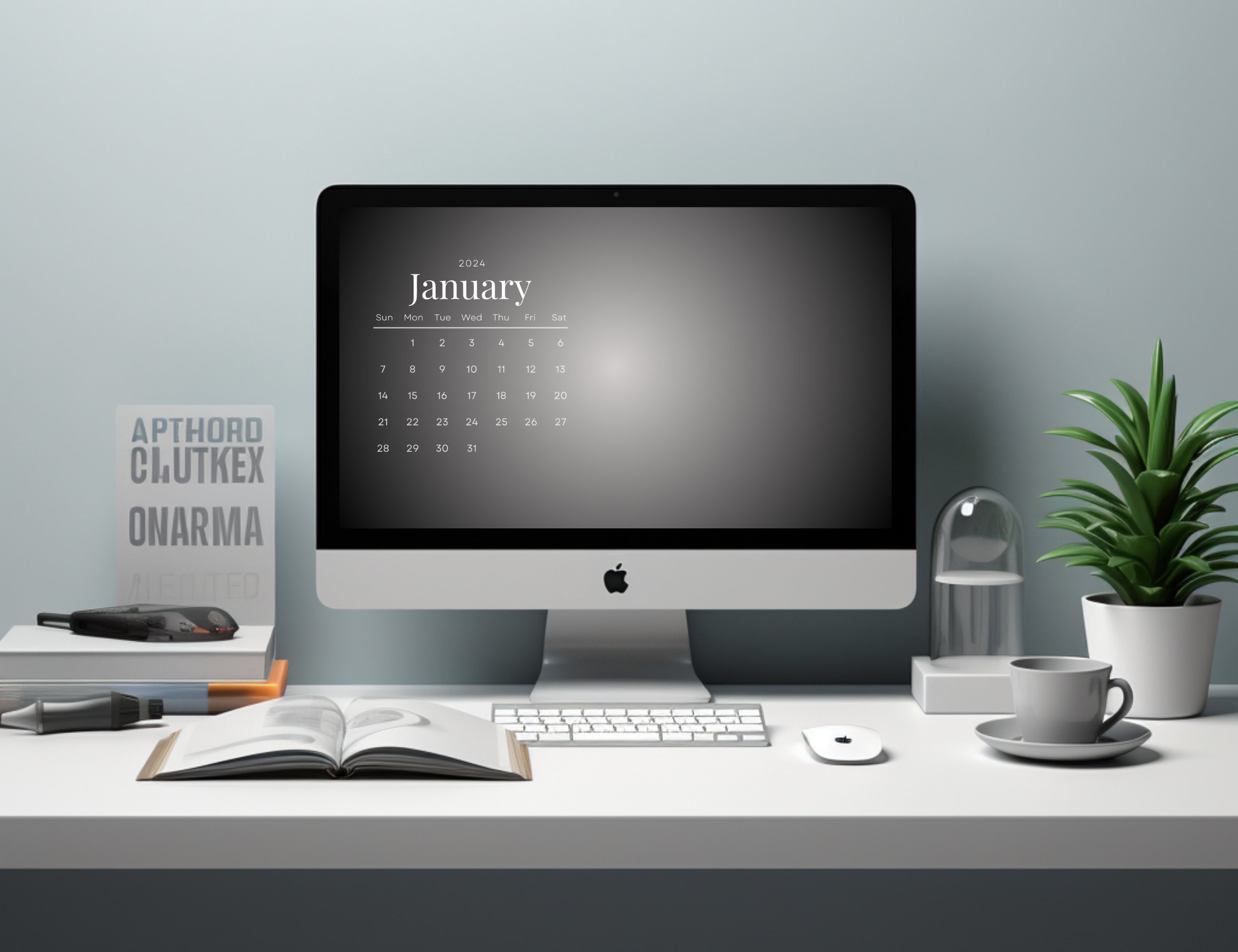 2024 Monthly Desktop Calendar Wallpaper Gradient Calendar Background ...