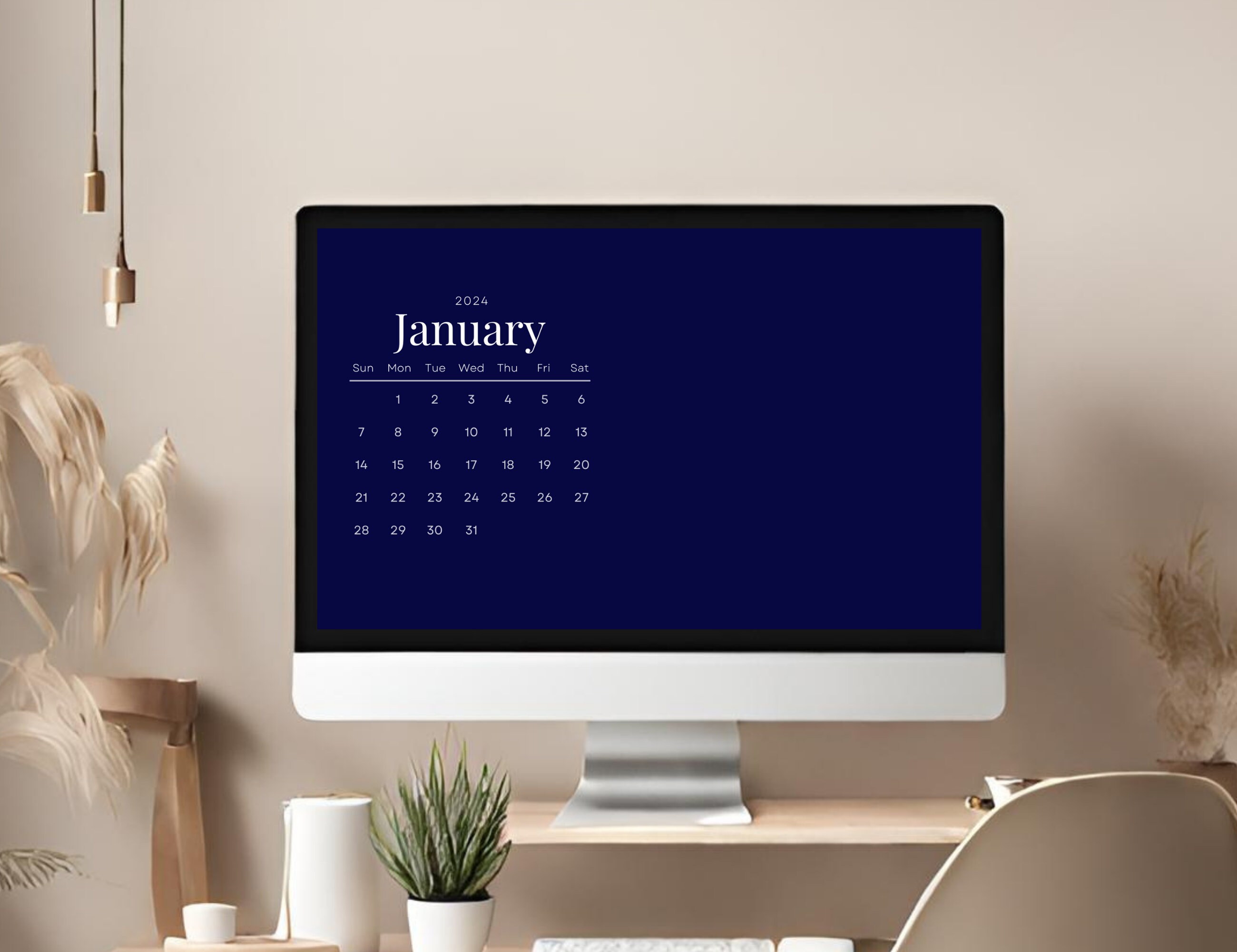 2024 Monthly Desktop Calendar Wallpaper Calendar Background Minimal ...