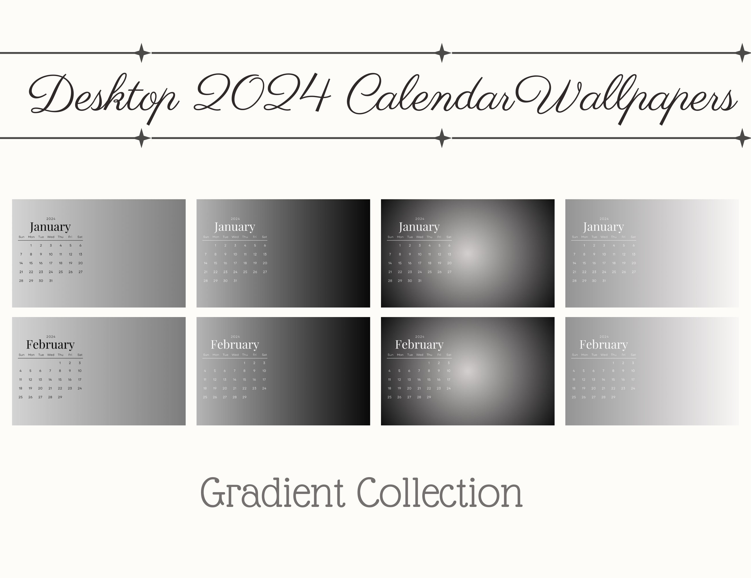 2024 Monthly Desktop Calendar Wallpaper Gradient Calendar Background ...