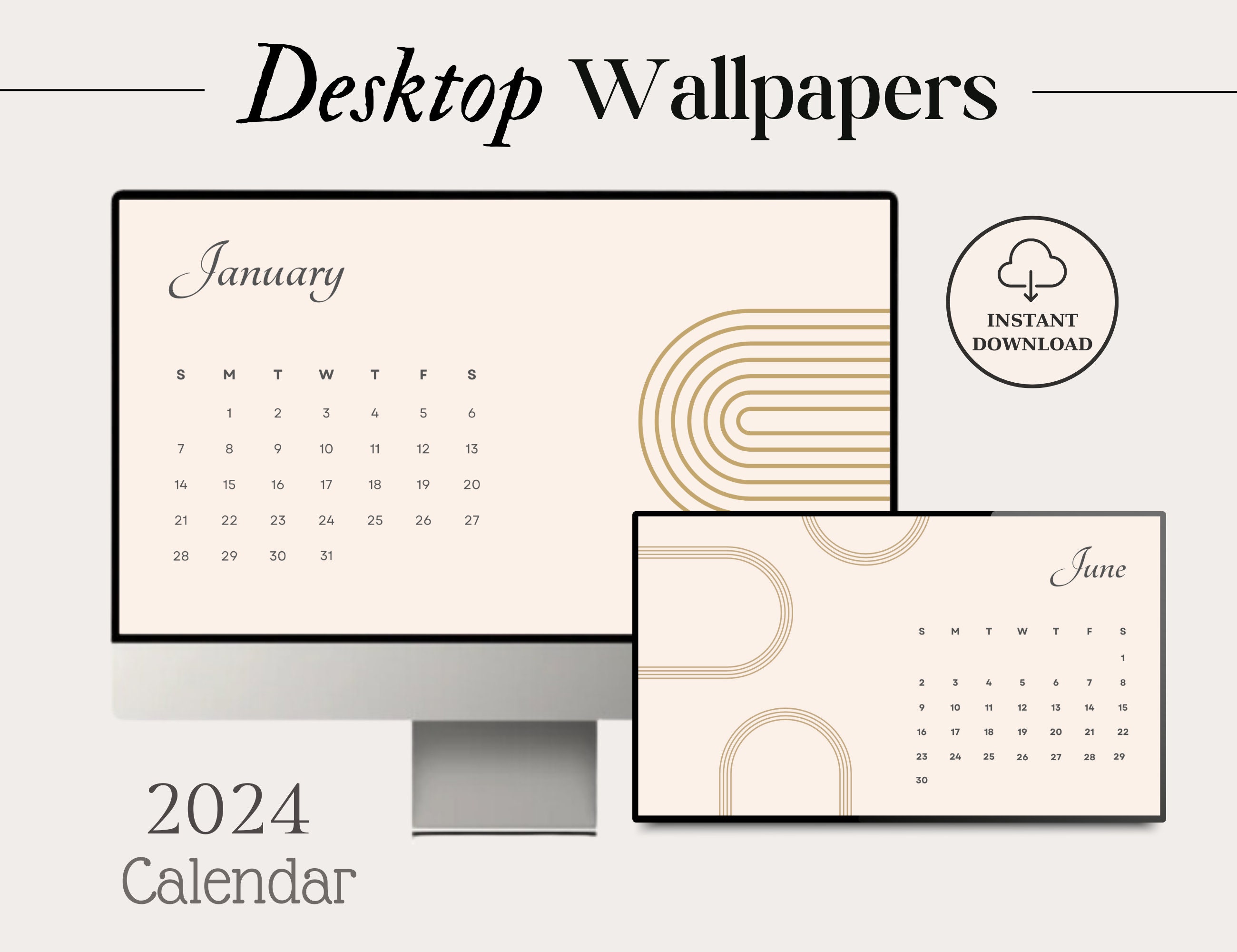 Boho Digital Wallpaper 2024 Monthly Desktop Calendar Wallpaper ...