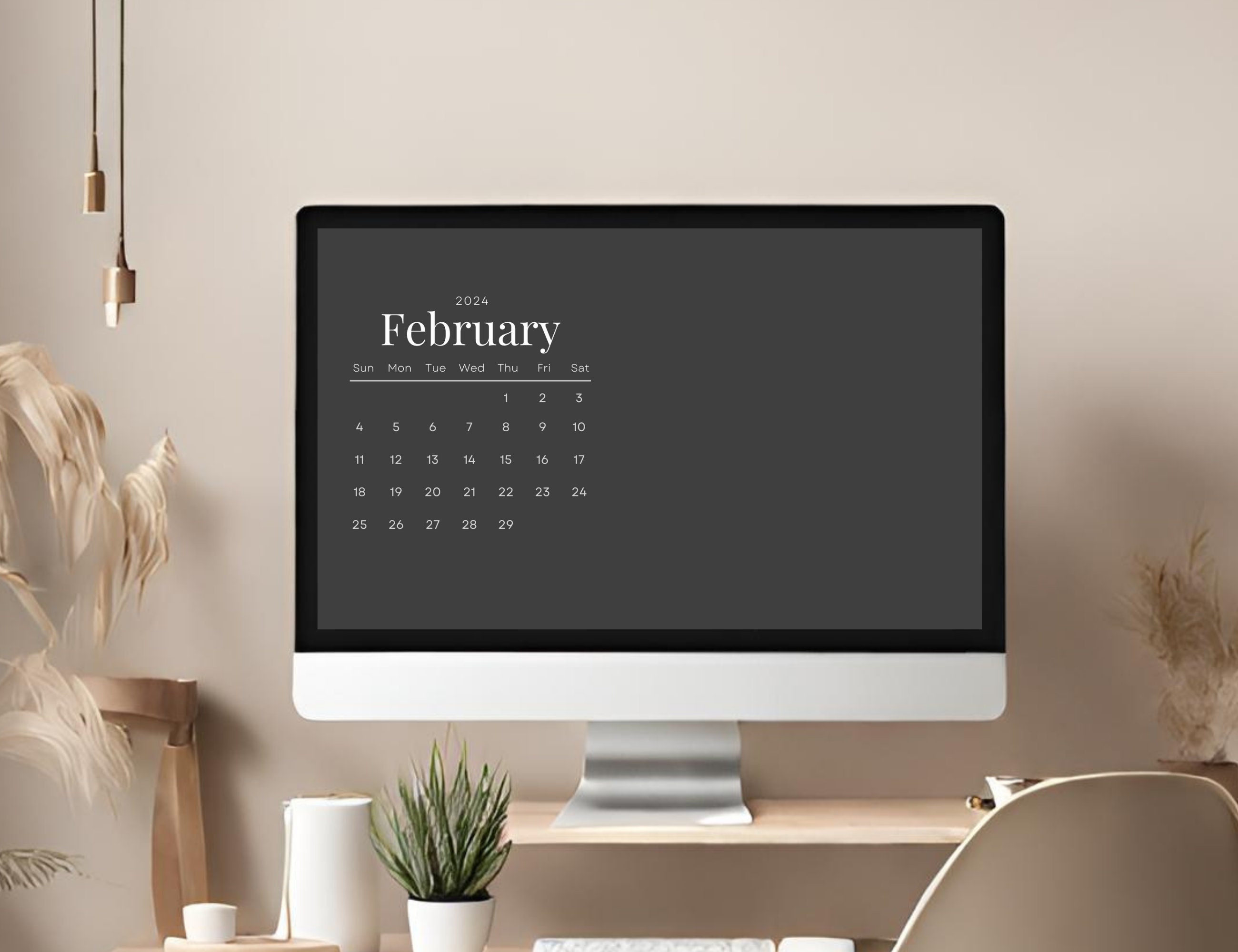 2024 Monthly Desktop Calendar Wallpaper Calendar Background Minimal ...