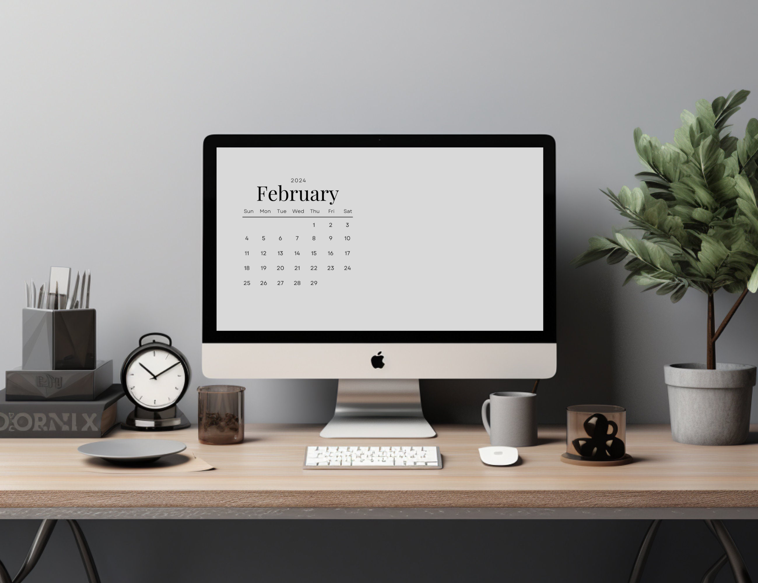 2024 Monthly Desktop Calendar Wallpaper Calendar Background Minimal ...