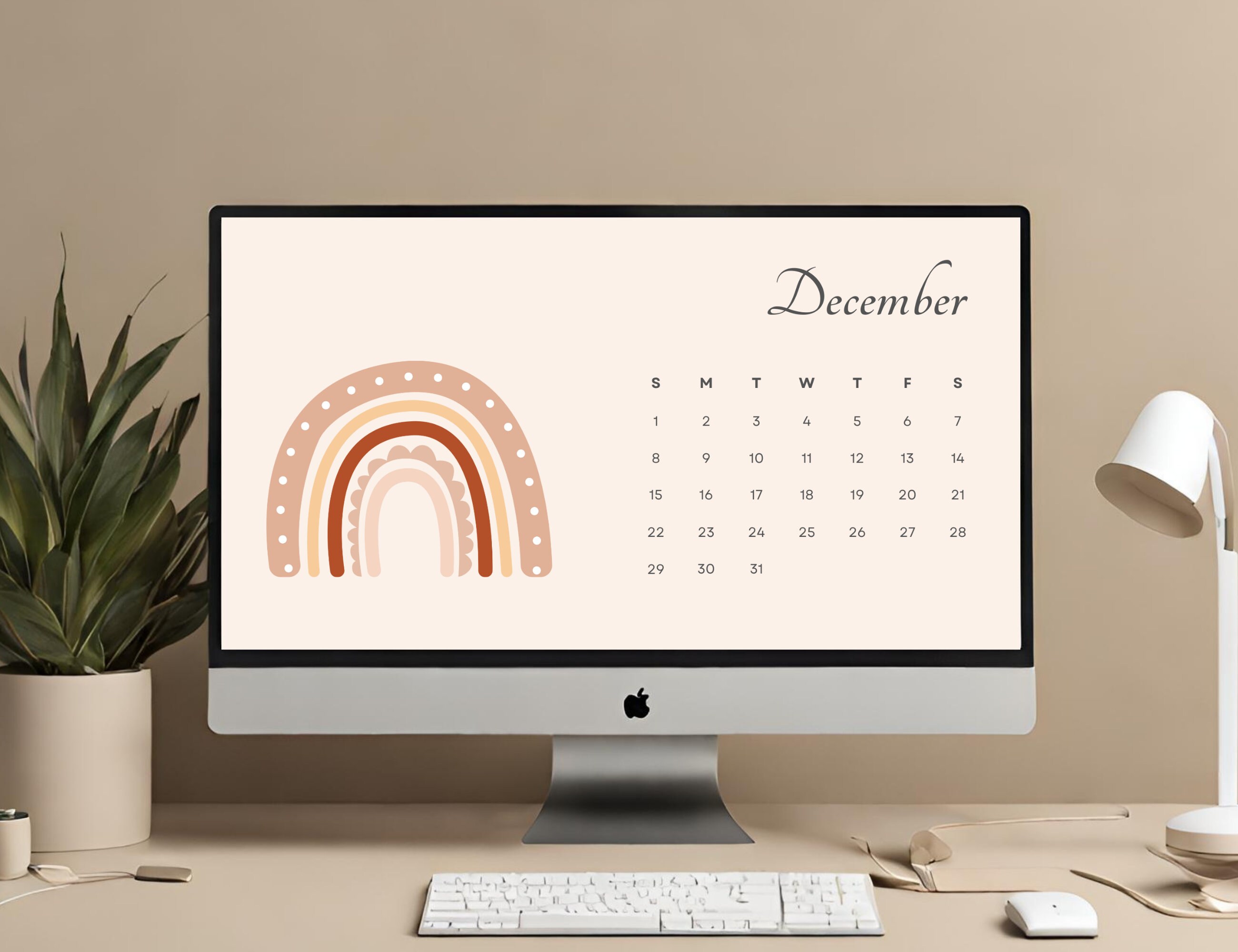 Rainbow Boho Digital Wallpaper 2024 Monthly Desktop Calendar Wallpaper ...