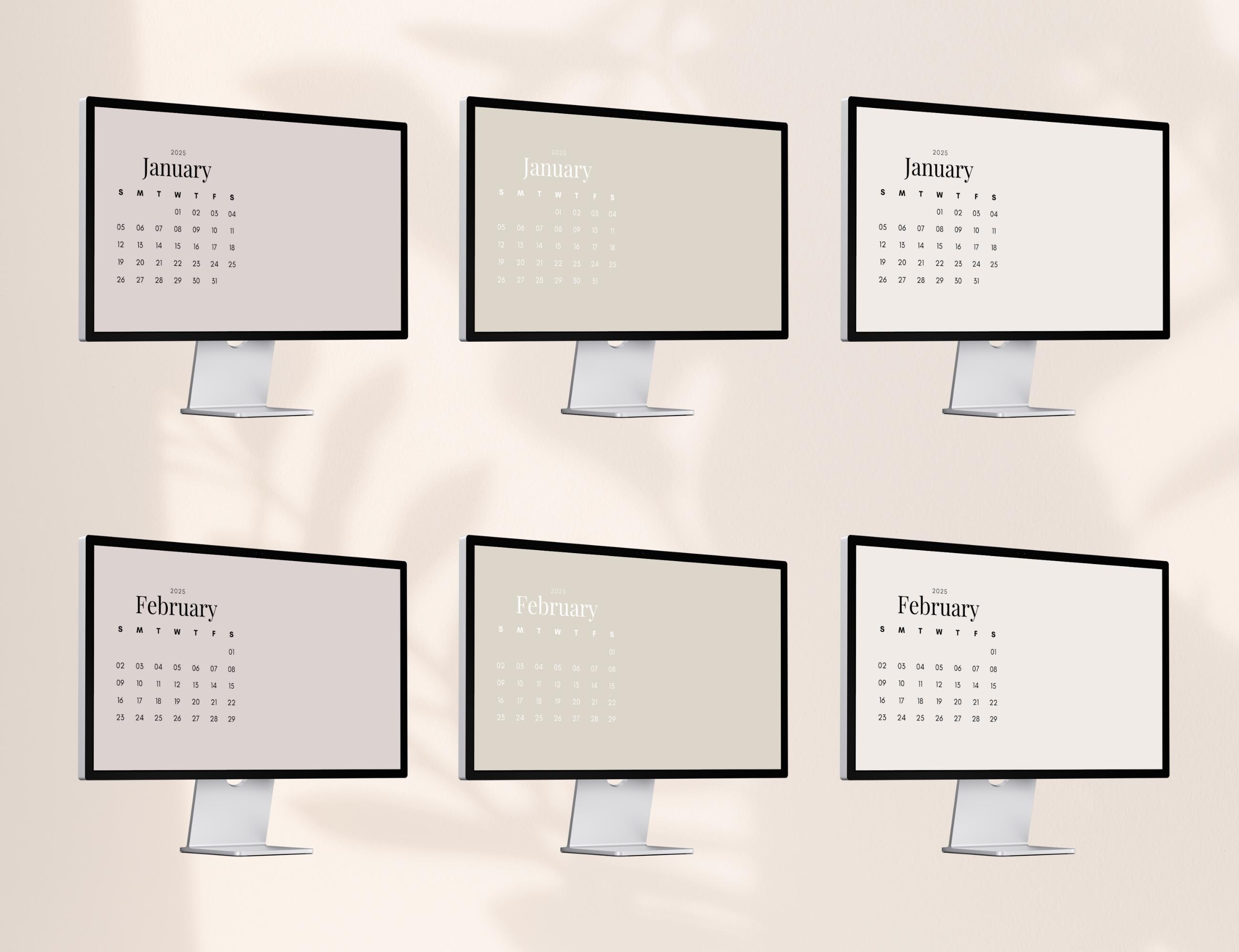 2025 Monthly Desktop Calendar Wallpaper Calendar Digital Background ...