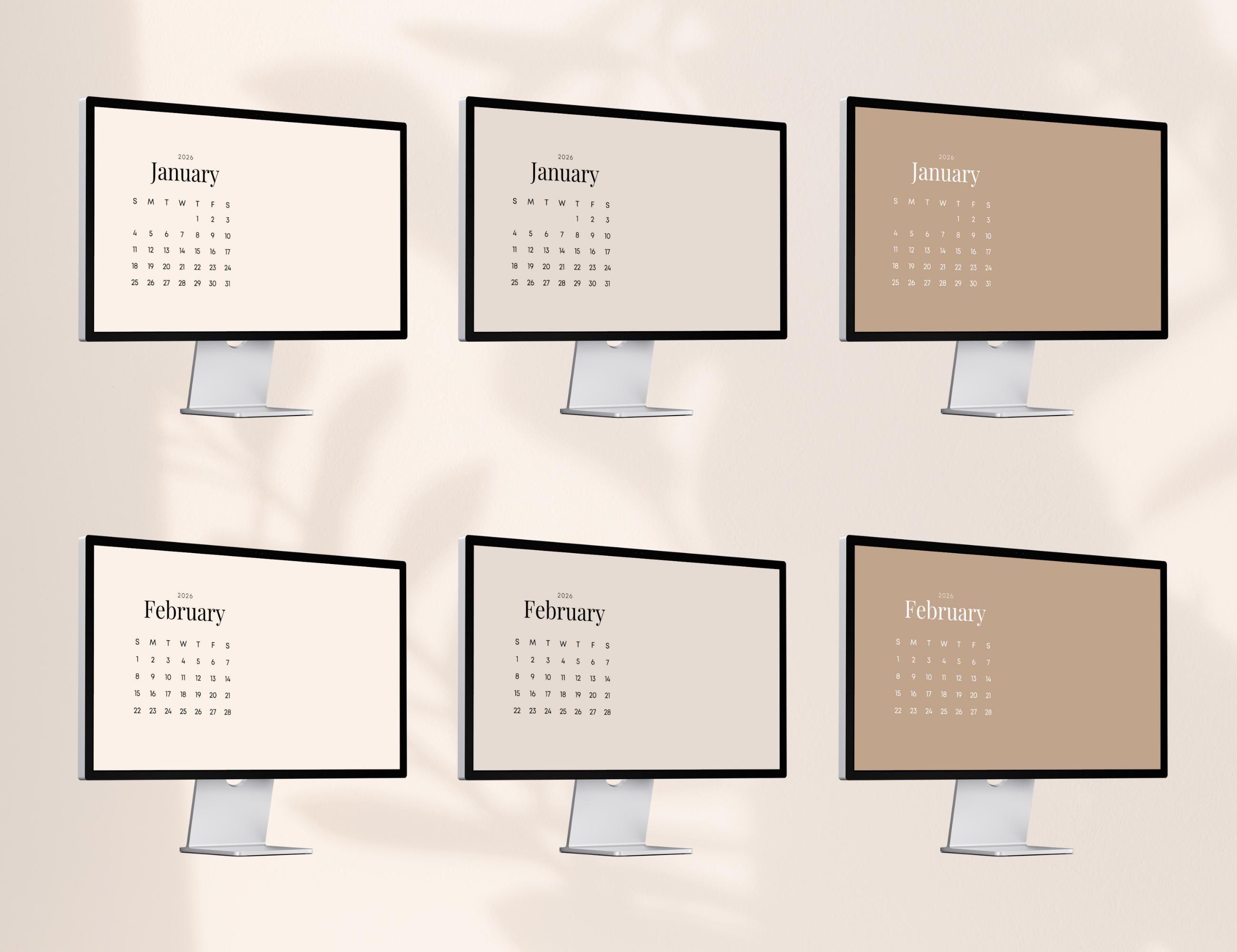 2026 Monthly Desktop Calendar Wallpaper Computer Wallpaper for Mac Imac ...