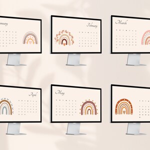 Rainbow Boho Digital Wallpaper 2024 Monthly Desktop Calendar Wallpaper ...