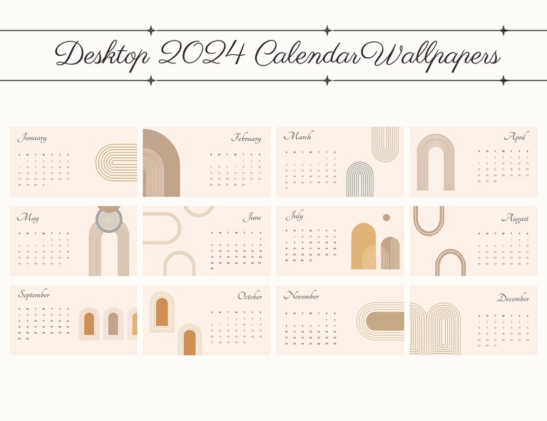 Boho Digital Wallpaper 2024 Monthly Desktop Calendar Wallpaper ...