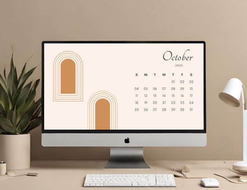 Boho Digital Desktop Wallpaper 2025 Monthly Calendar Background ...
