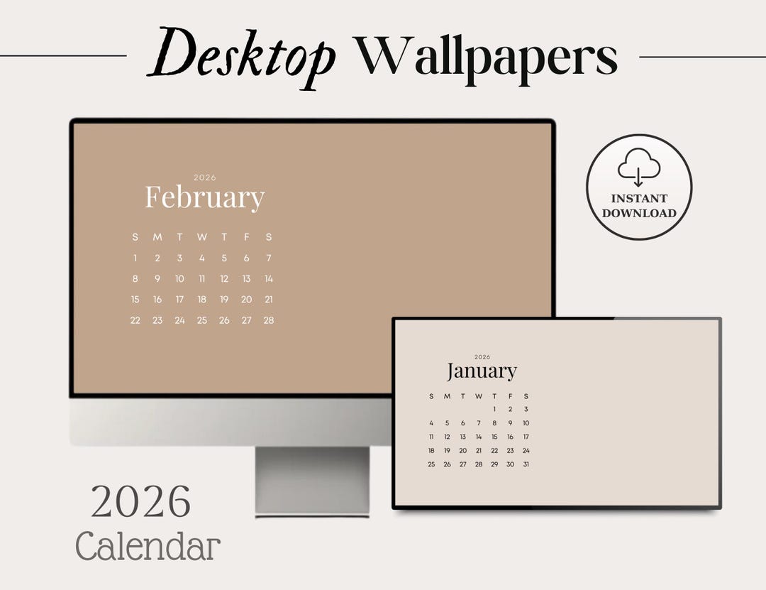 2026 Monthly Desktop Calendar Wallpaper Computer Wallpaper for Mac Imac ...