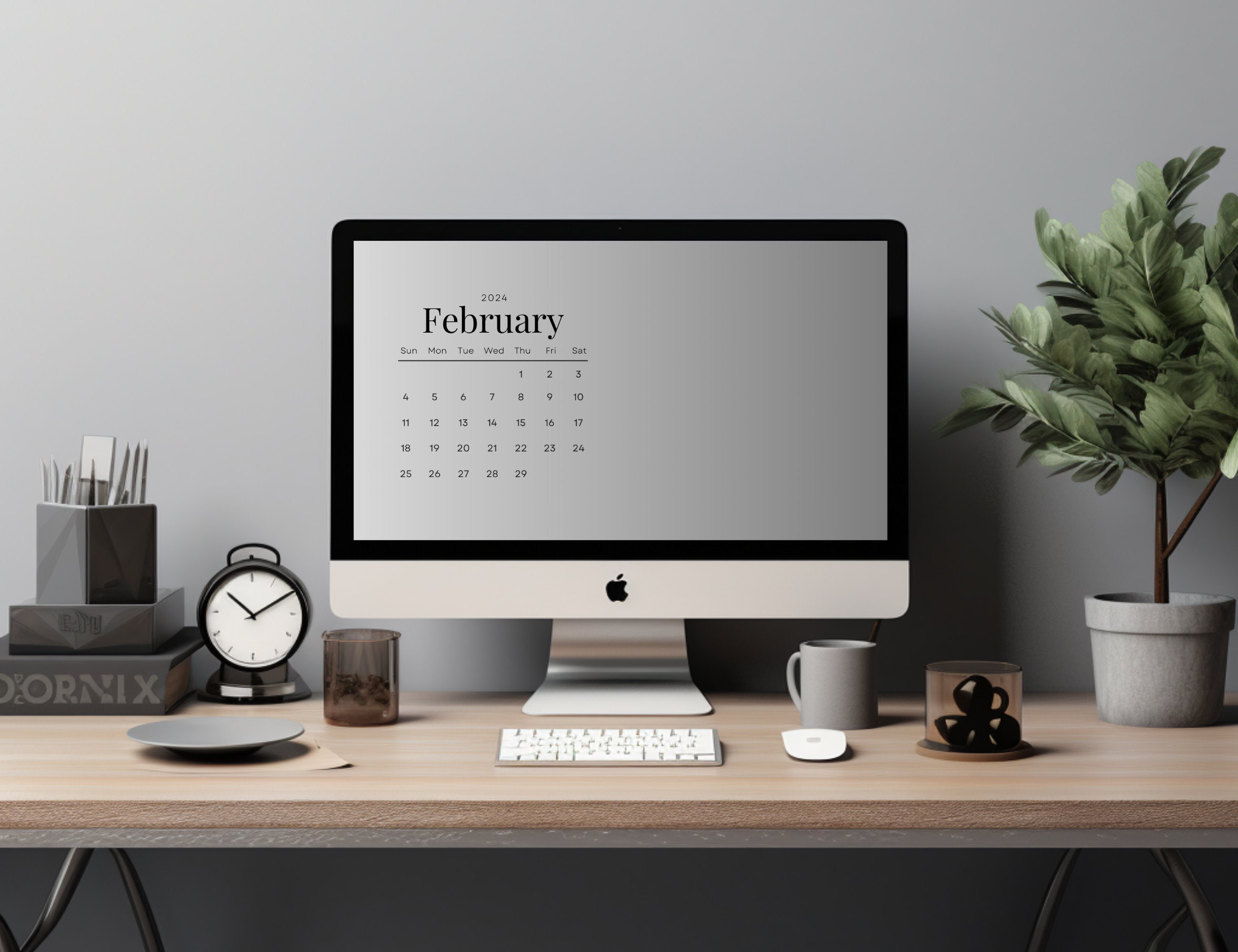 2024 Monthly Desktop Calendar Wallpaper Gradient Calendar Background ...