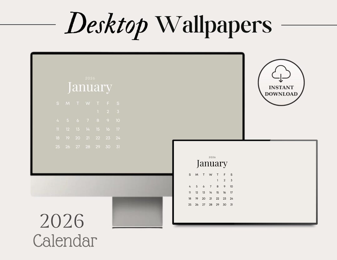 2026 Monthly Desktop Calendar Wallpaper Calendar Digital Background ...