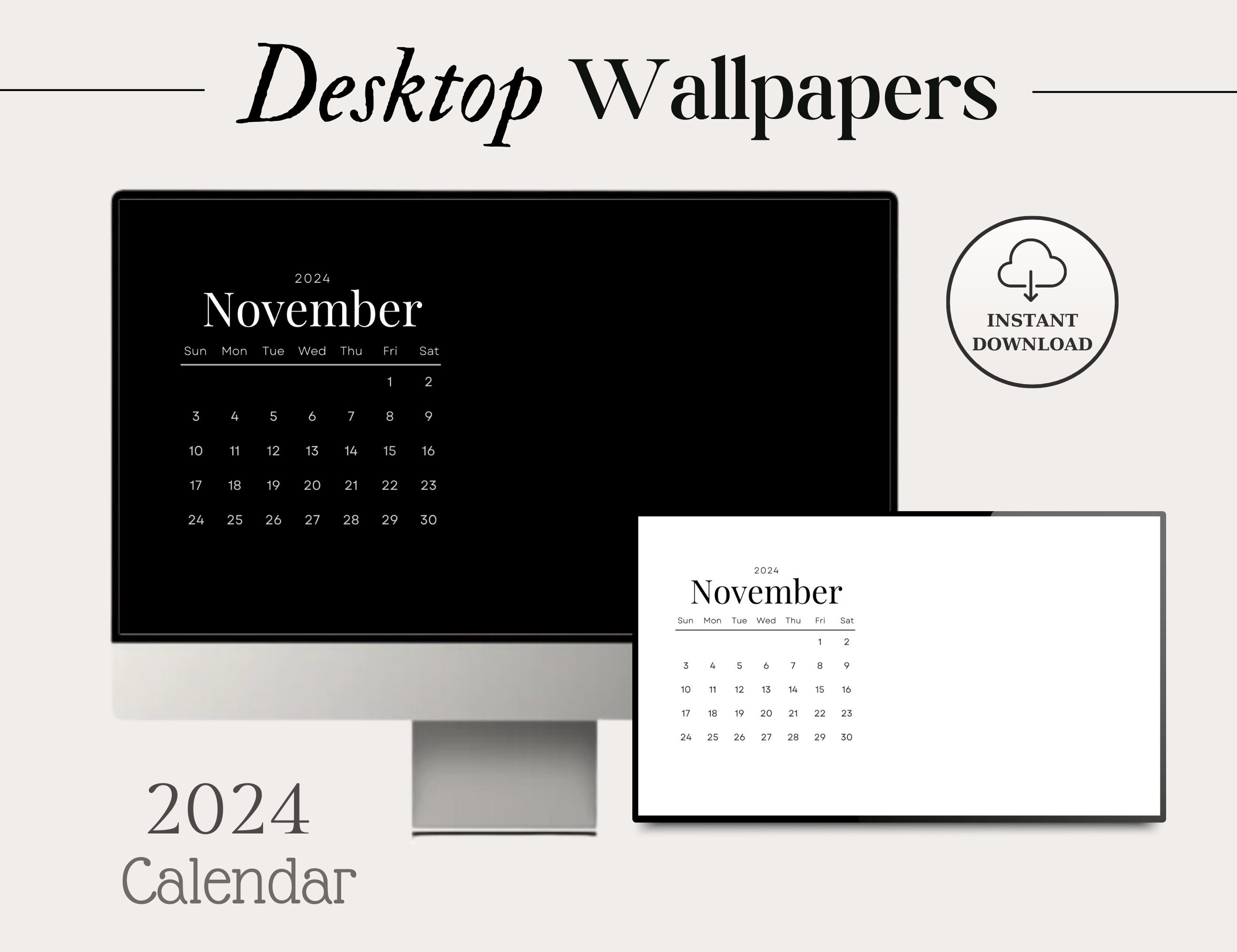 2024 Monthly Desktop Calendar Wallpaper Calendar Background Minimal ...