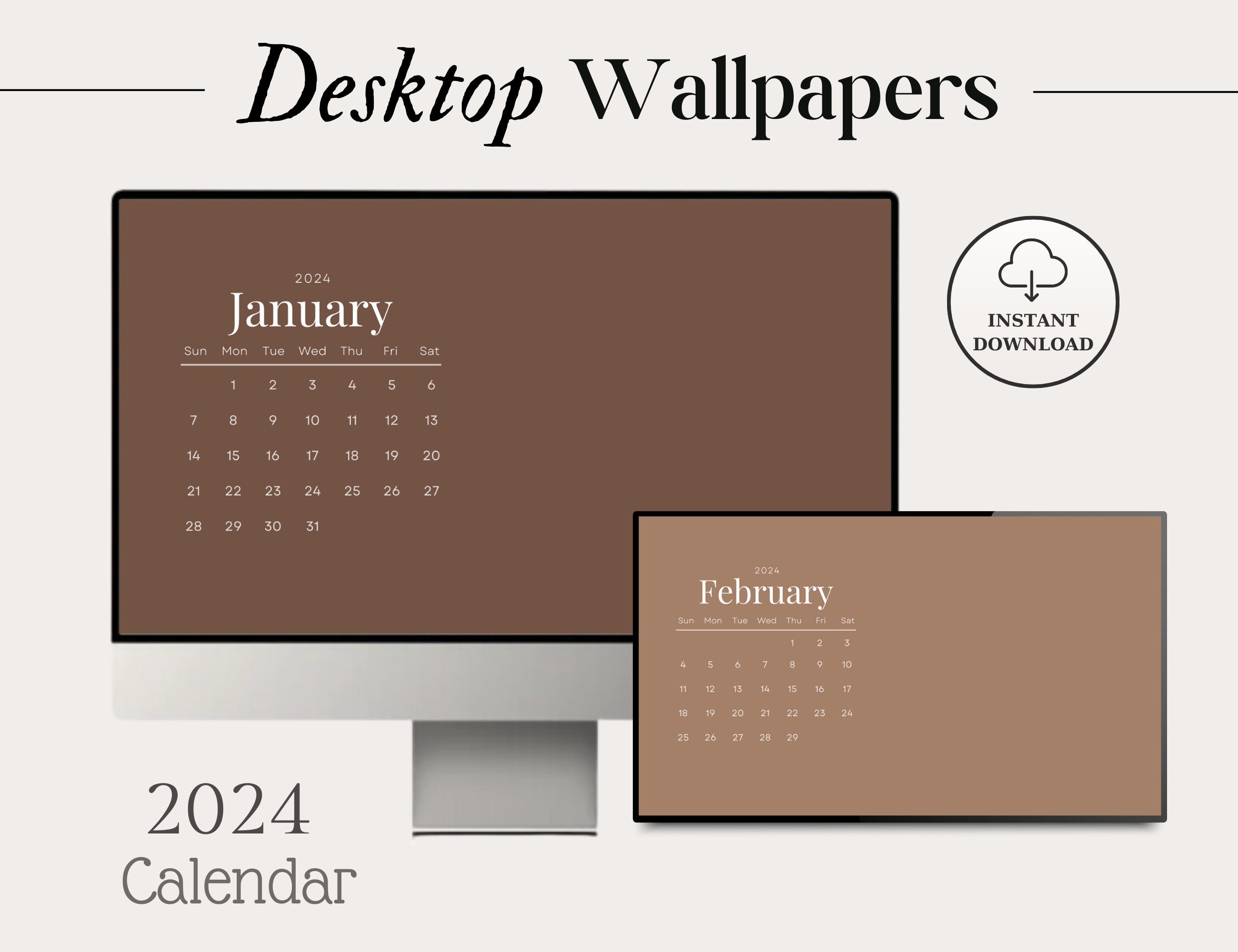 2024 Monthly Desktop Calendar Wallpaper Calendar Background Minimal ...