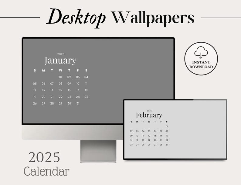 2025 Monthly Desktop Calendar Wallpaper Calendar Background Minimal ...
