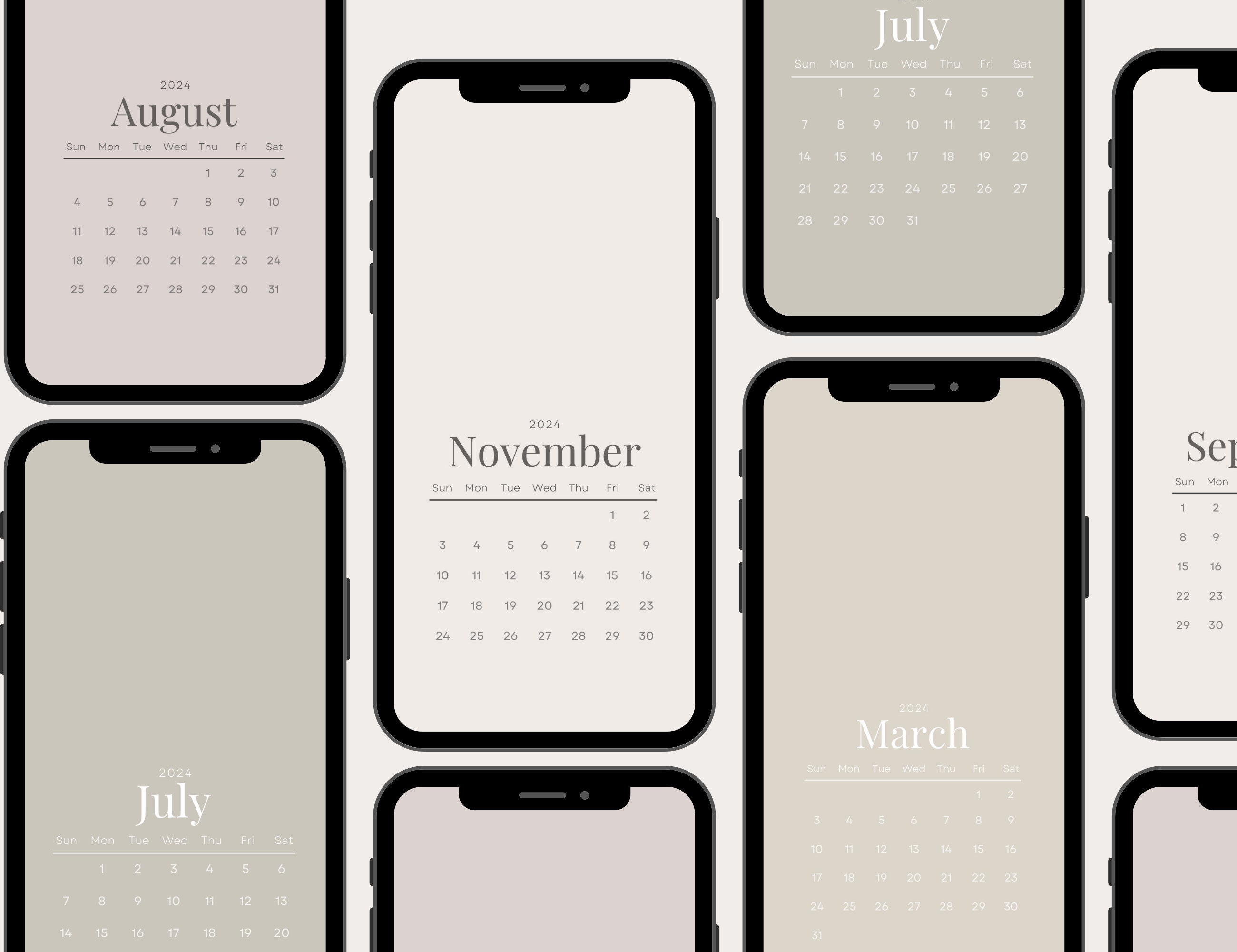 2024 Monthly Phone Calendar Wallpaper Pastel Color Phone Calendar Phone ...