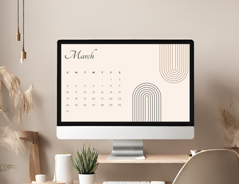 Boho Digital Wallpaper 2024 Monthly Desktop Calendar Wallpaper ...