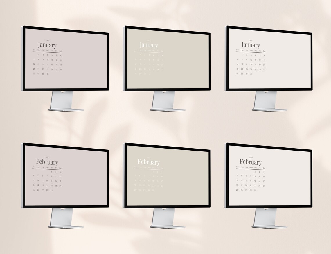 2024 Monthly Desktop Calendar Wallpaper Calendar Background Minimal ...