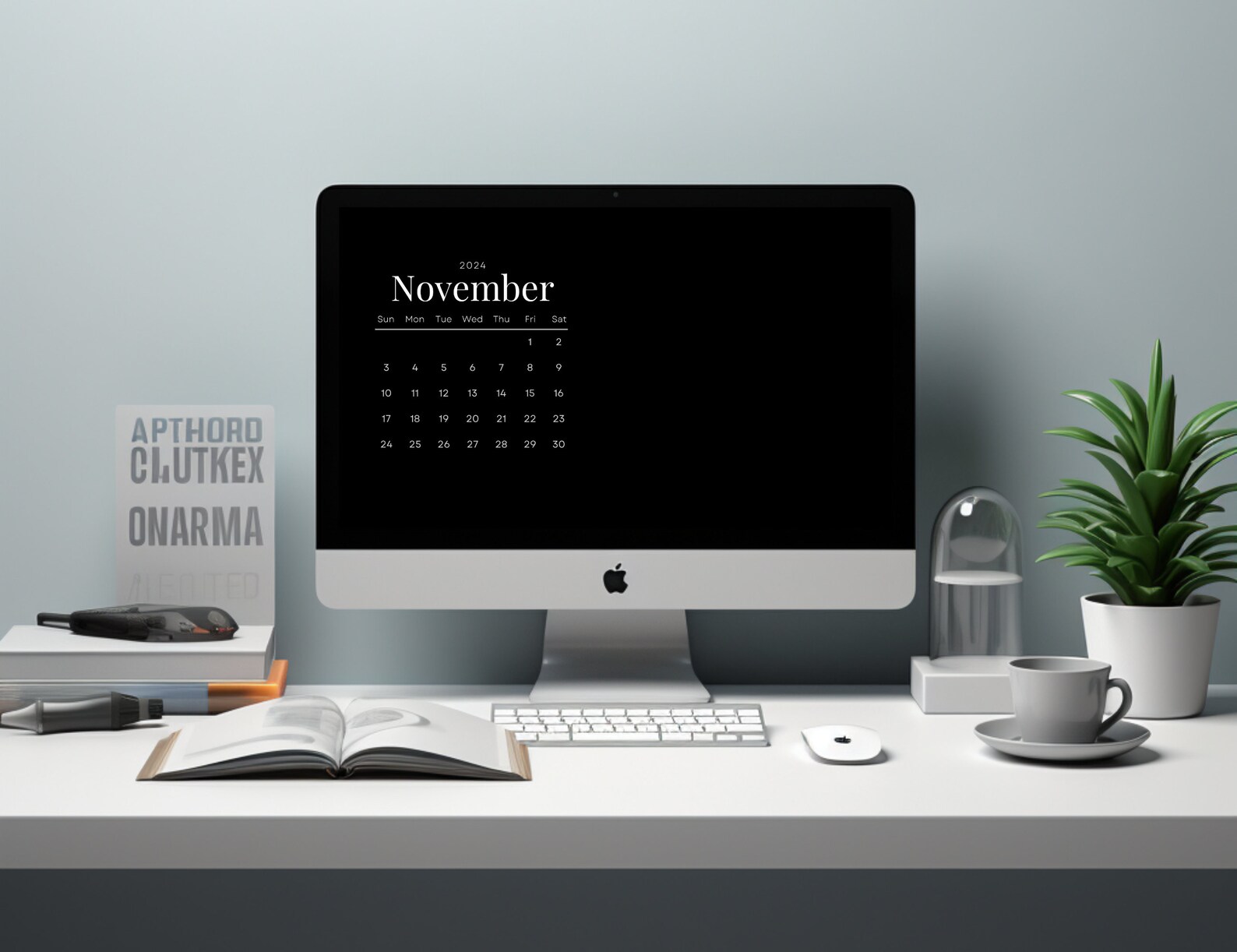 2024 Monthly Desktop Calendar Wallpaper Calendar Background Minimal ...